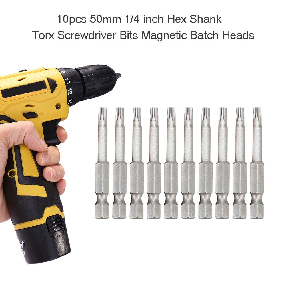 10Pcs 50Mm 1/4นิ้ว Hex Shank T10 T15 T20 T25 T27 T30 T40แม่เหล็ก Star ...
