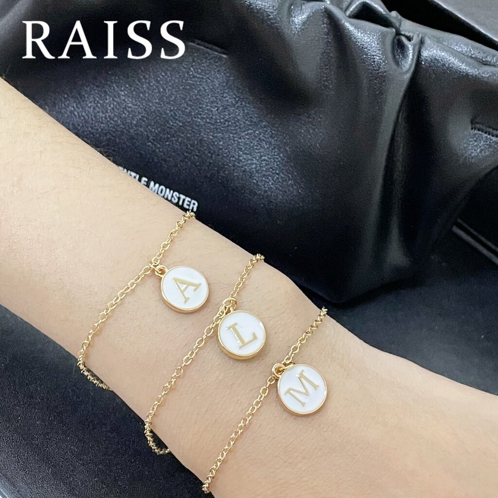 RAISS Korea 26 Letter Bracelet Pendant Alphabet Personalize Geometric ...