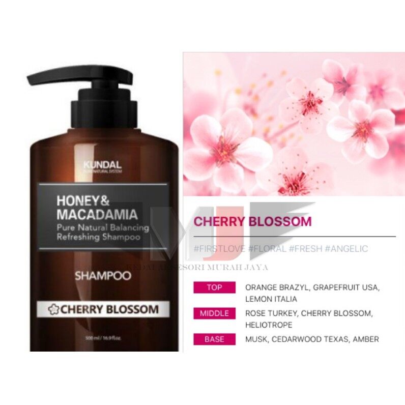 KUNDAL 100% ORI Honey & Macadamia Nature Shampoo - Cherry Blossom 500mL ...