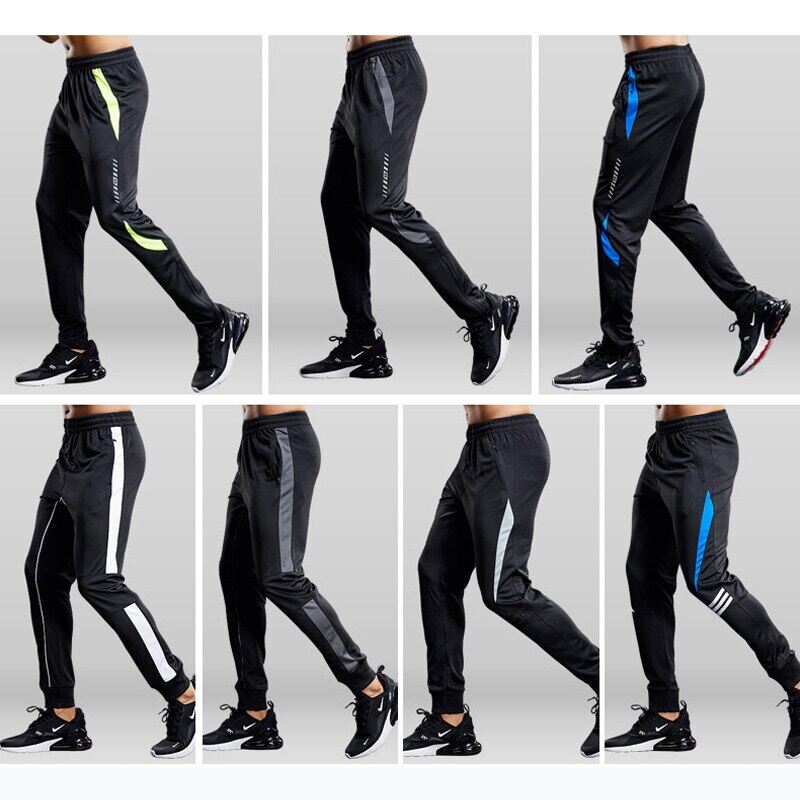 Men Sport Pants Running Pants With Zipper Pockets Training and Jogging ...