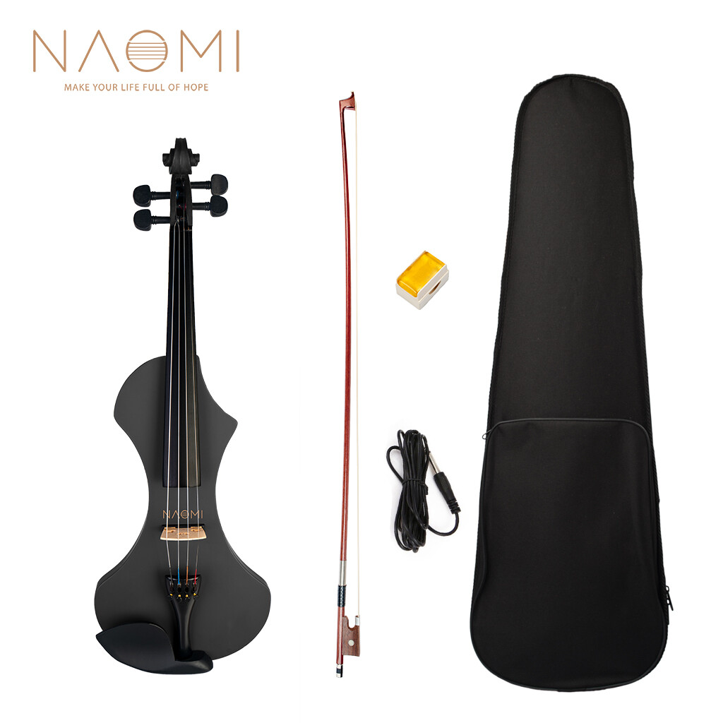 Full Size 4/4 Solid Wood Electronic Violin Set with Carrying Case ...