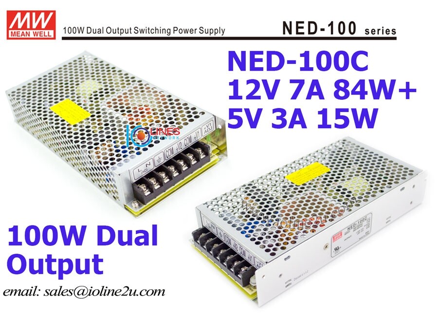 Meanwell Mean well PSU NED-100C AC/DC 12V 7A+5v 3A Dual Output ...