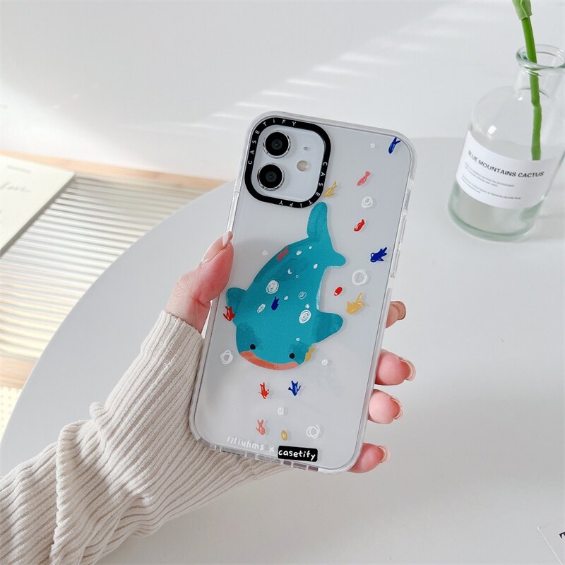 พร้อมสต็อก TiFY【Dolphins Sharks】Soft ซิลิโคน TPU Case iPhone สำหรับ13 ...
