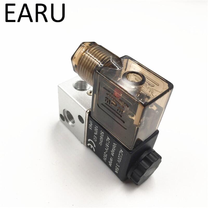 1pc 3v1-06 2 Position 3 Way Pneumatic Solenoid Valve Port 1/8" Normally Closed Pneumatic Control ...