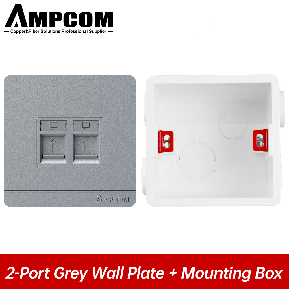 AMPCOM 86-type Wall Faceplate With Mounting Junction Box , Networking ... AMPCOM 86-type Wall Faceplate With Mounting Junction Box , Networking ...
