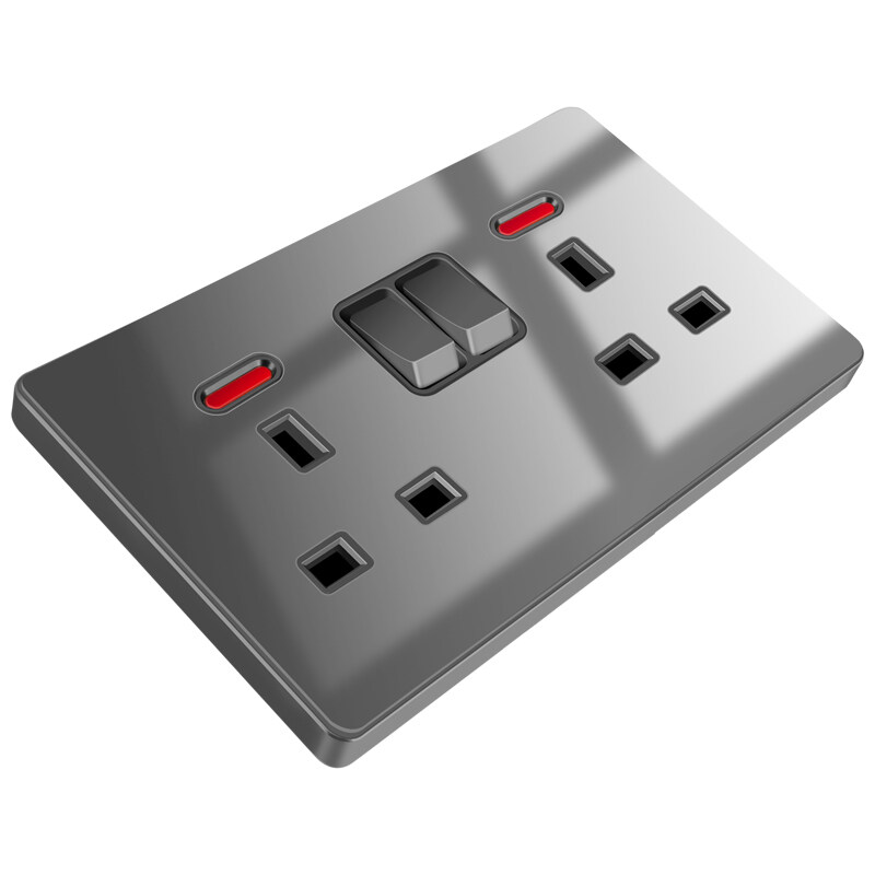 Flkl 【tempered glass】switch socket gray/black Modern smart home wall ...