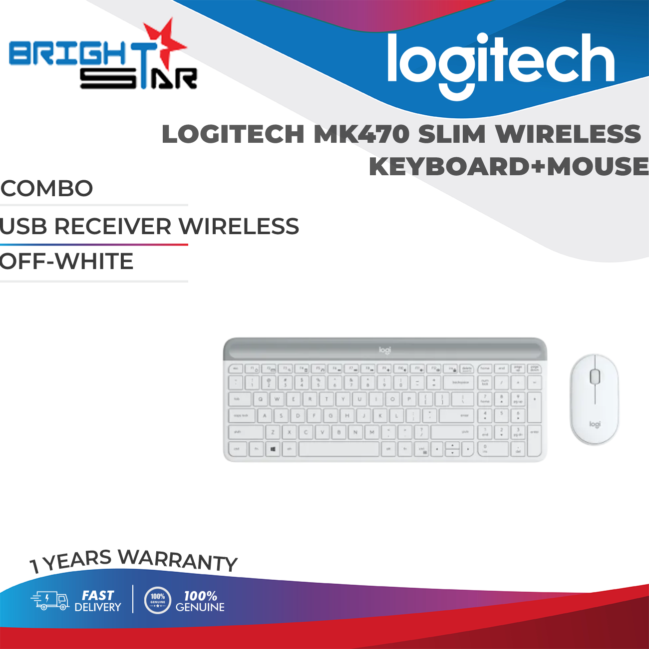 COMBO / LOGITECH MK470 SLIM WIRELESS KEYBOARD+MOUSE / USB RECEIVER ...