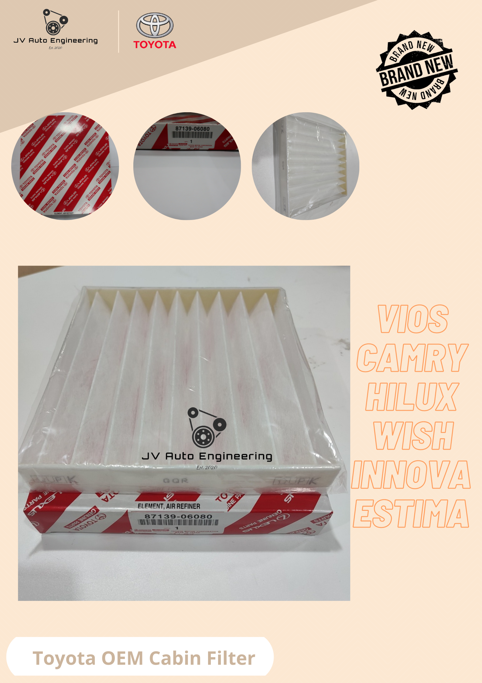 Toyota Cabin Air Filter OEM Camry| Vios| Hilux| Fortuner| Altis| Innova ...