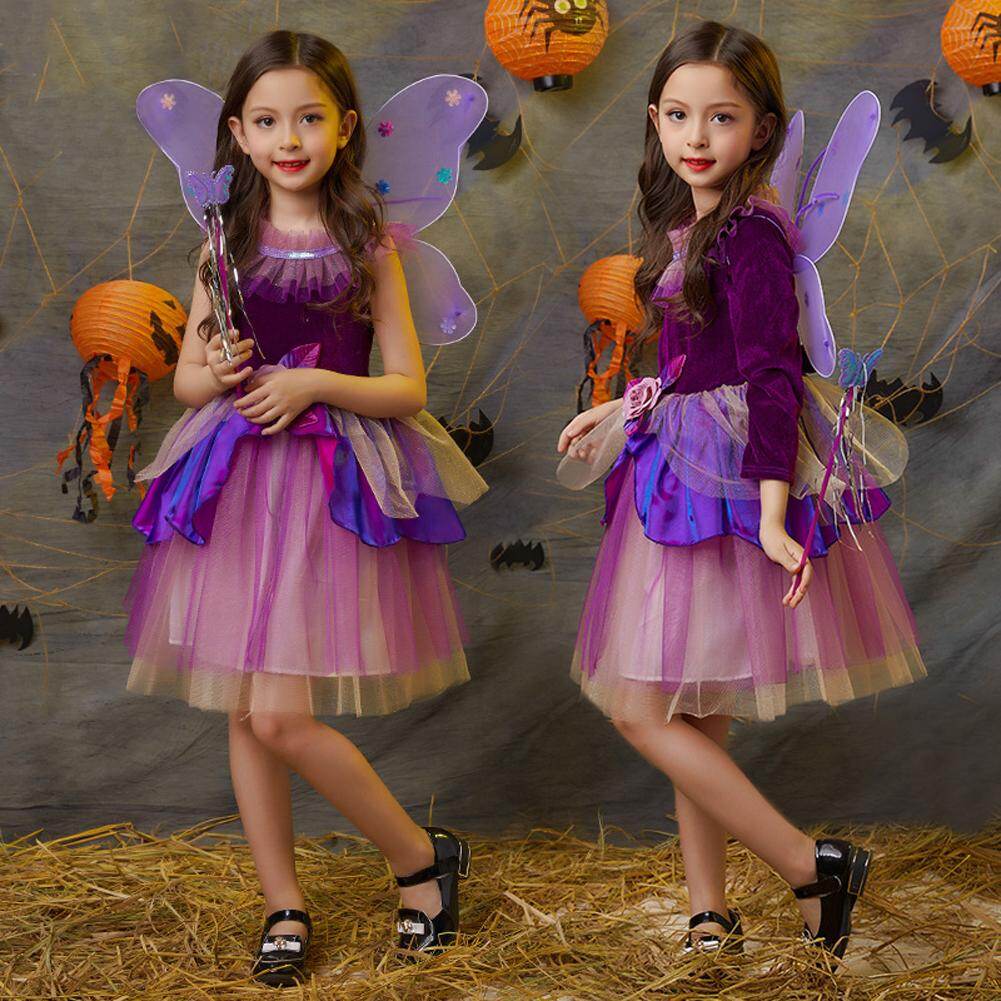 Girls Flower Fairy Dress Up Kids Butterfly Costumes Role Play Dress ...