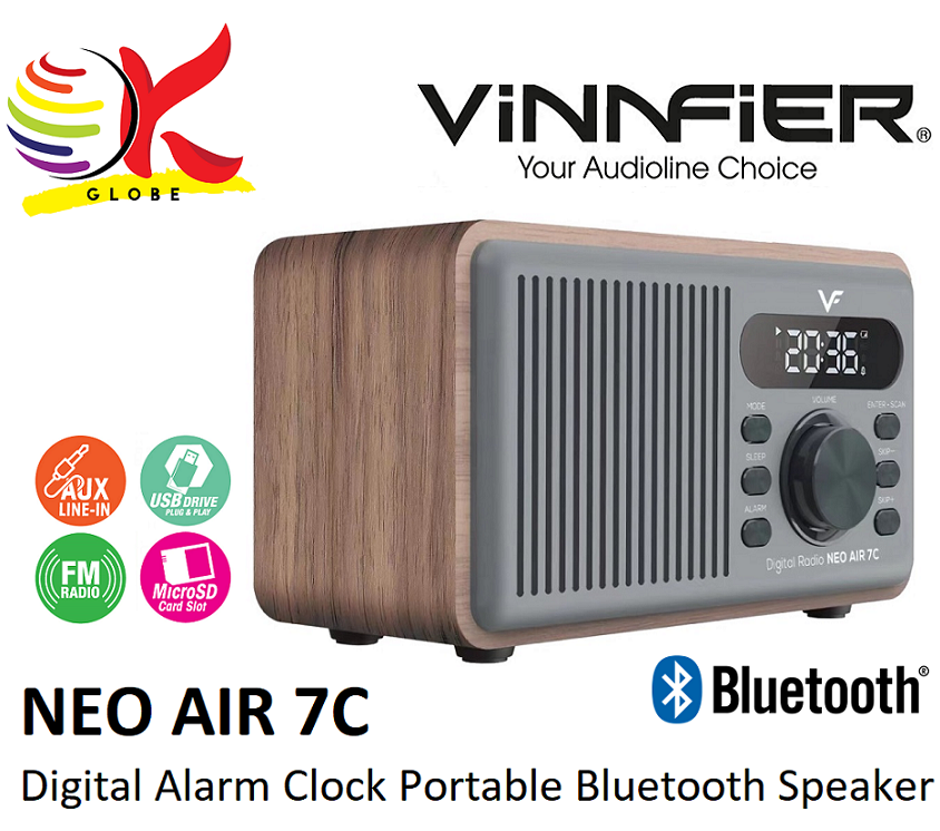VINNFIER NEO AIR 7C DIGITAL ALARM CLOCK PORTABLE BLUETOOTH SPEAKER WITH ...