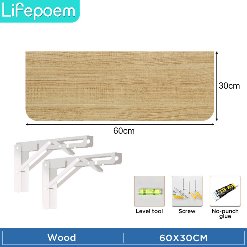 Foldable Table With Bracket Wall Mounted Floating Table Meja Lekat ...
