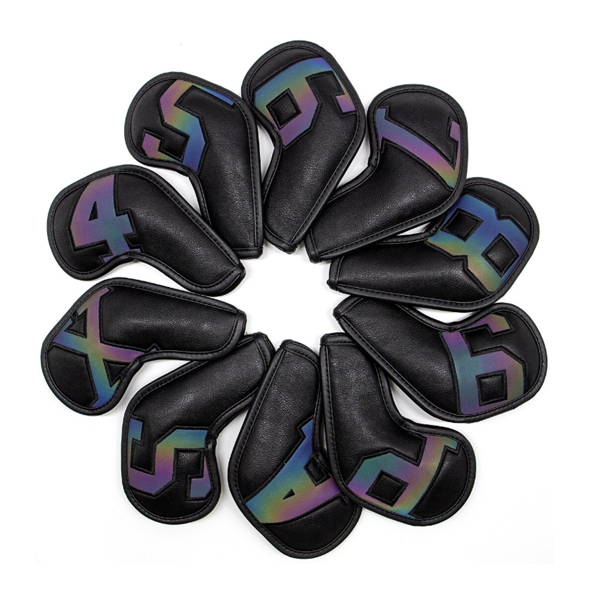 10pcs Waterproof Golf Head PU Leather Cover Iron Head Protector Set For ...