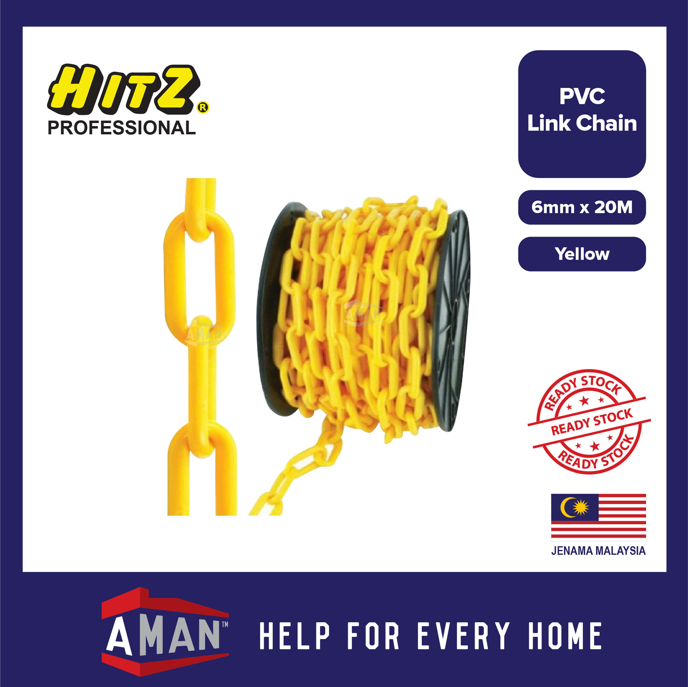 HITZ PVC Plastic Chain 6MM x 20M Safety Road Cone Chain Gate Hanging ...