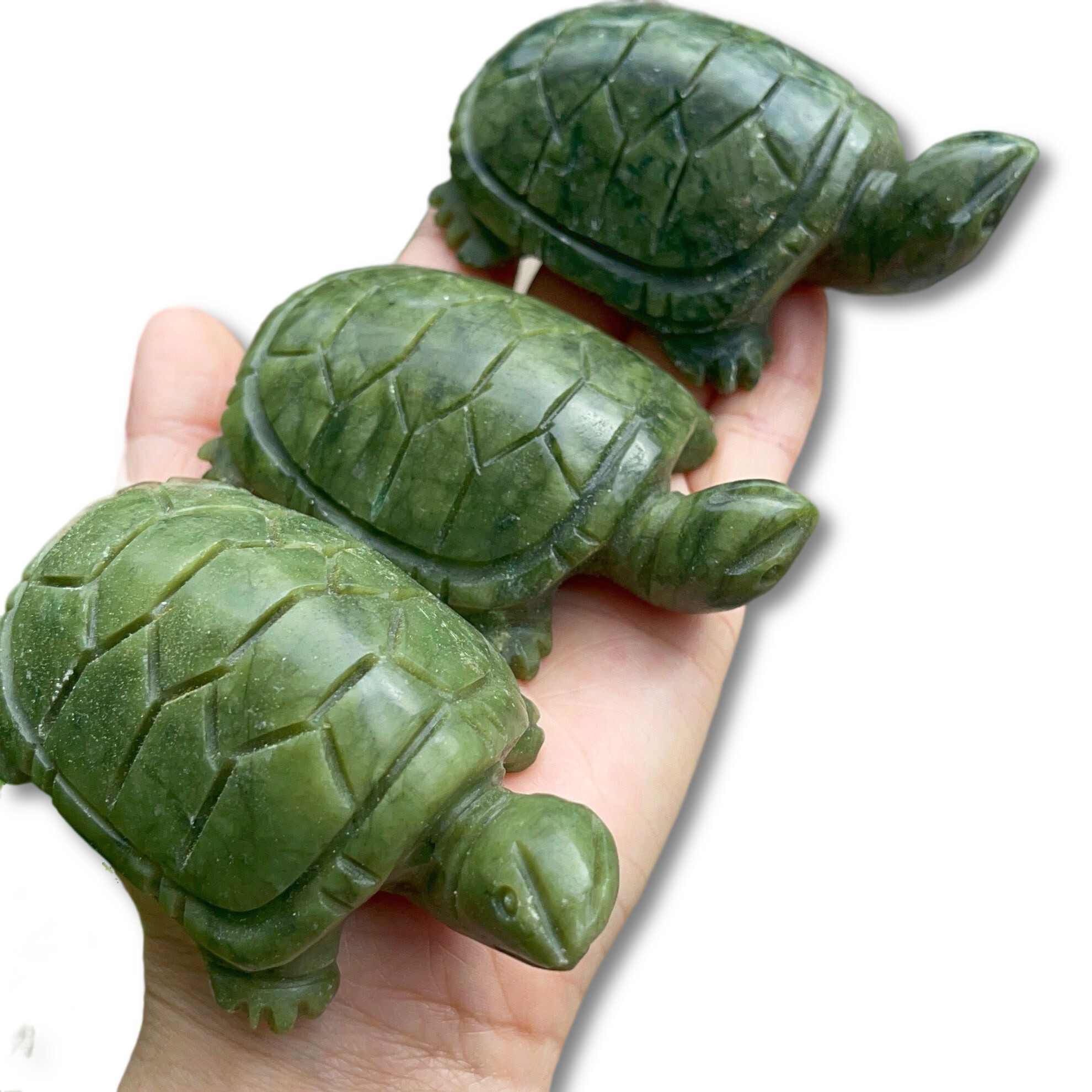 8cm Green Jade Turtle - Hand Carved Turtle - Stone Turtle - SERPENTINE ...