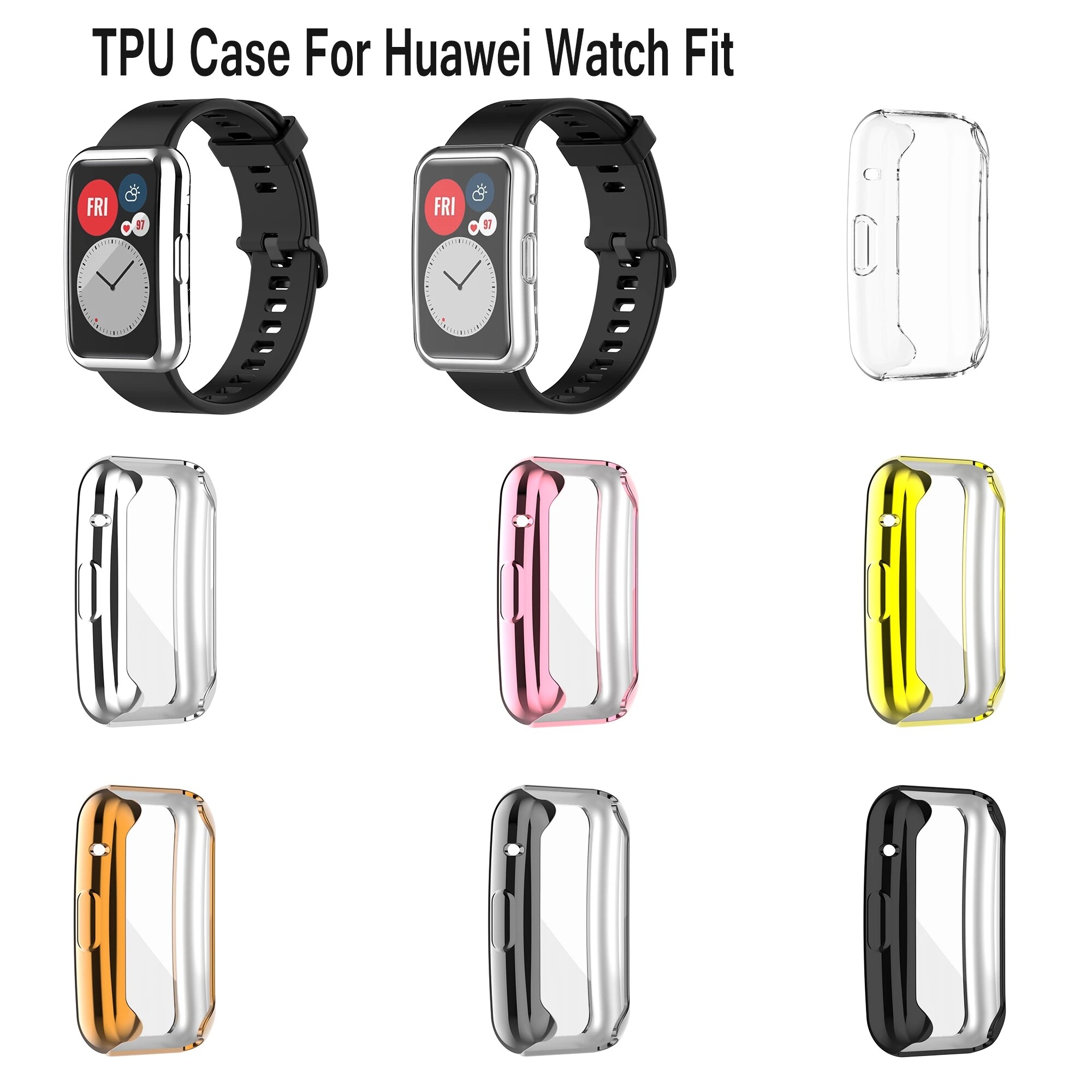 TPU Protective Cover For Huawei Watch Fit Case Protector Screen Shell Bumper Plated Cases For ...