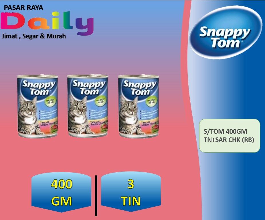 SNAPPY TOM CAN 400GMx3 - TUNA+SARDINE CHUNK**BUNDLE OF 3** | Lazada