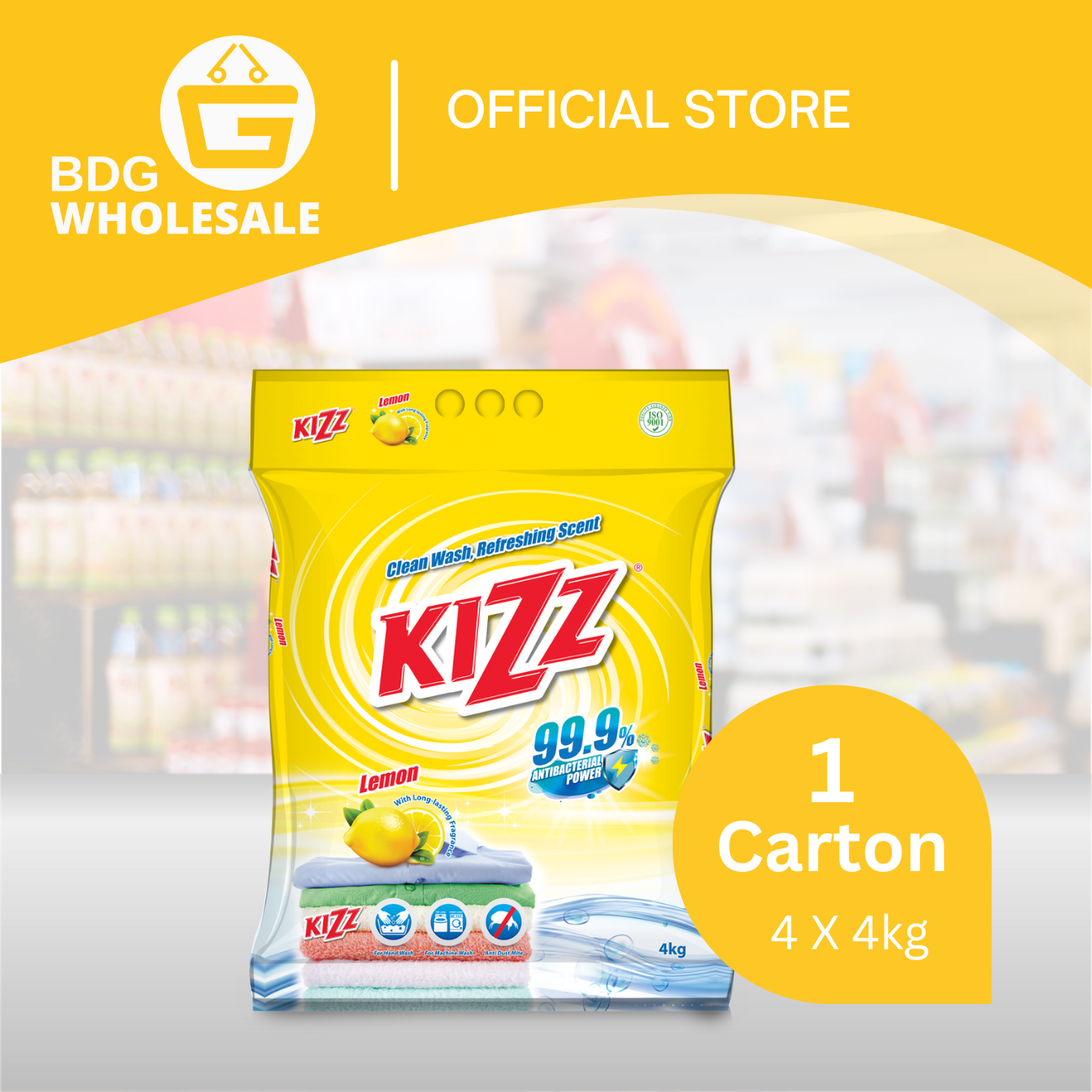Kizz Detergent Powder (Lemon) 4 x 4kg | Lazada