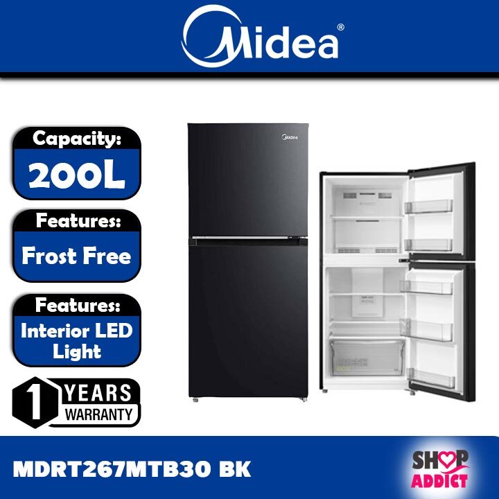Midea 2-Door Top Mount Freezer Refrigerator 200L Fridge Peti Sejuk ...