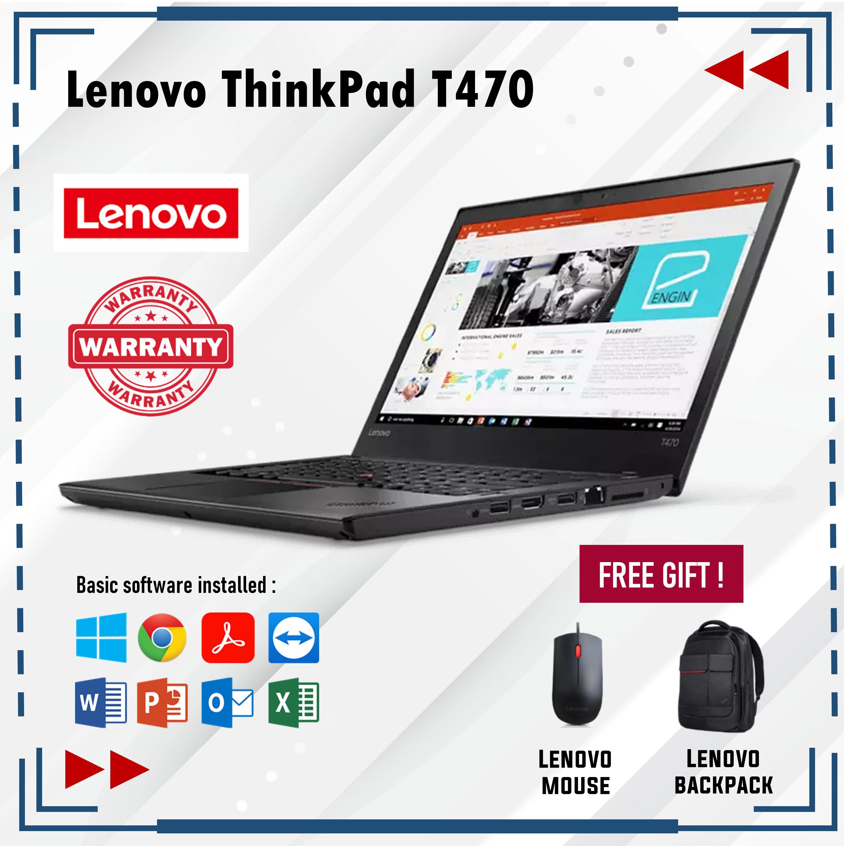 Laptop Lenovo ThinkPad T470 i7 6th Gen 8GB RAM 120GB SSD 1TB HDD Hybrid ...