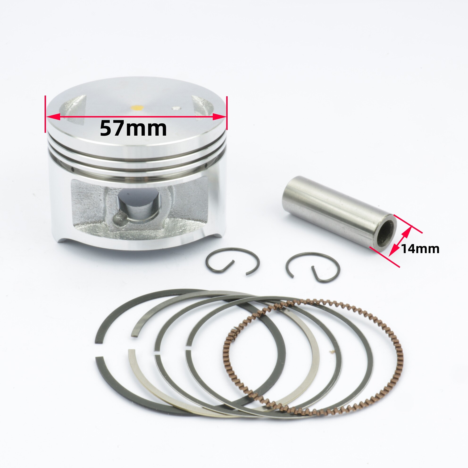 Motorcycle piston kit with 57mm cylinder diameter suitable for Haojue ...