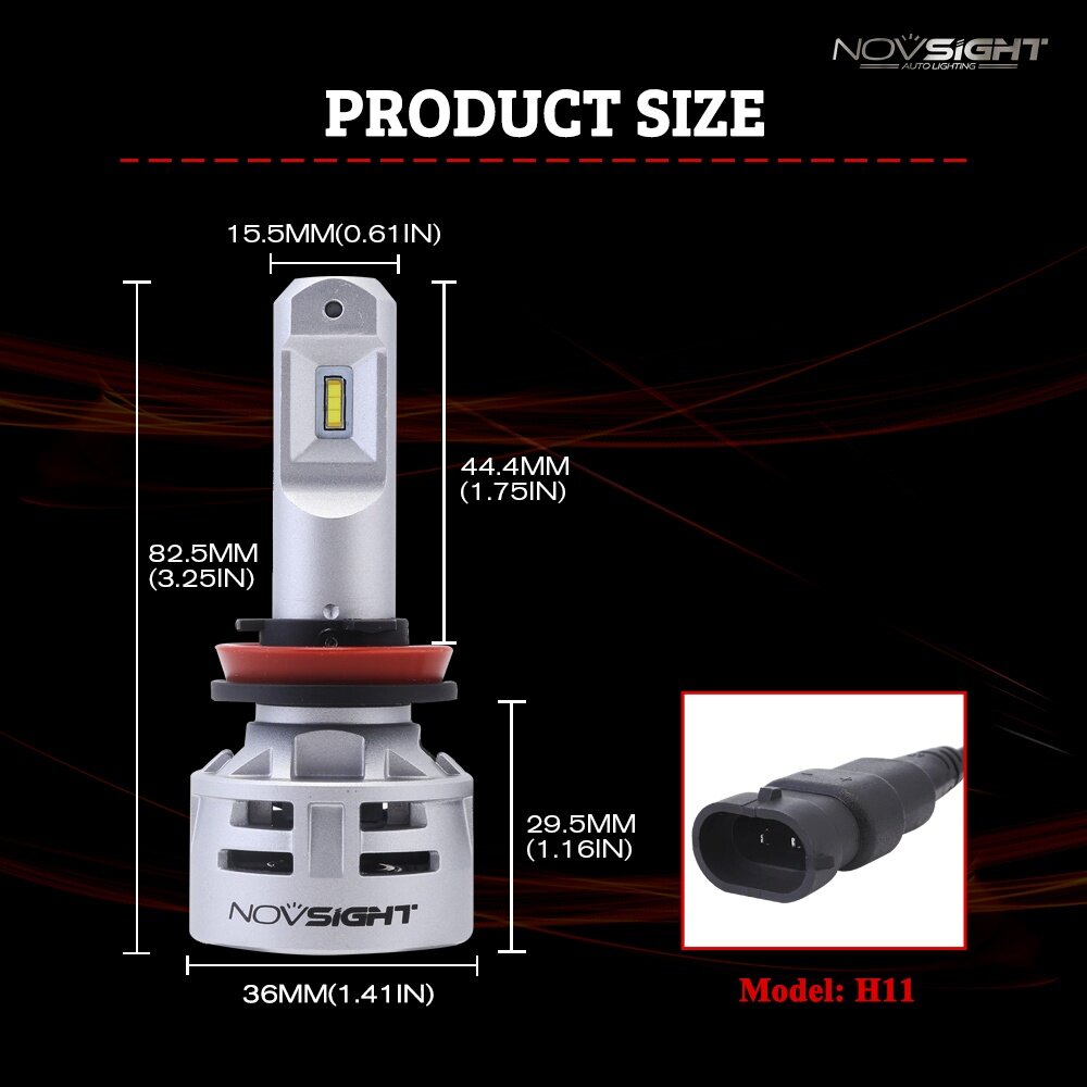 Novsight N9 LED Car Headlight Bulbs 9005(HB3) 9006(HB4) H4 H7 H11 LED Light for High/Low Beam ...