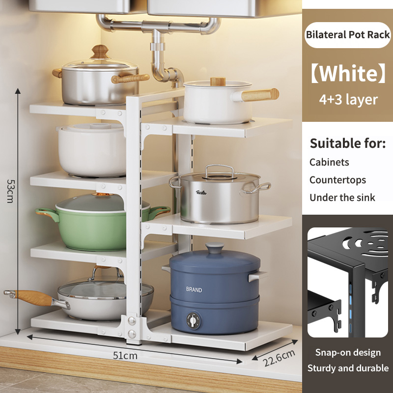 Kitchen Pan Mount Rack Stacking Under Sink Stainless Steel Side Dish ...