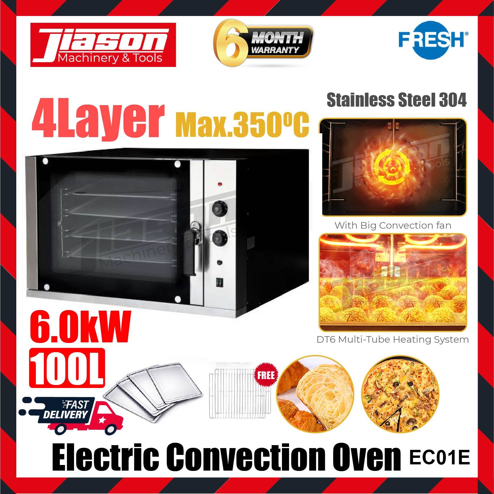 FRESH EC01E 100L 4-Layers Electric Convection Oven 6.0kW | Lazada