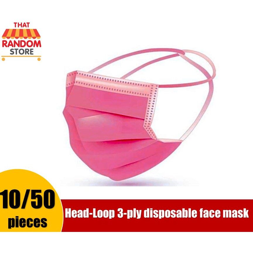10 & 50 pcs Head-Loop 3-ply Disposable Face Mask | Lazada
