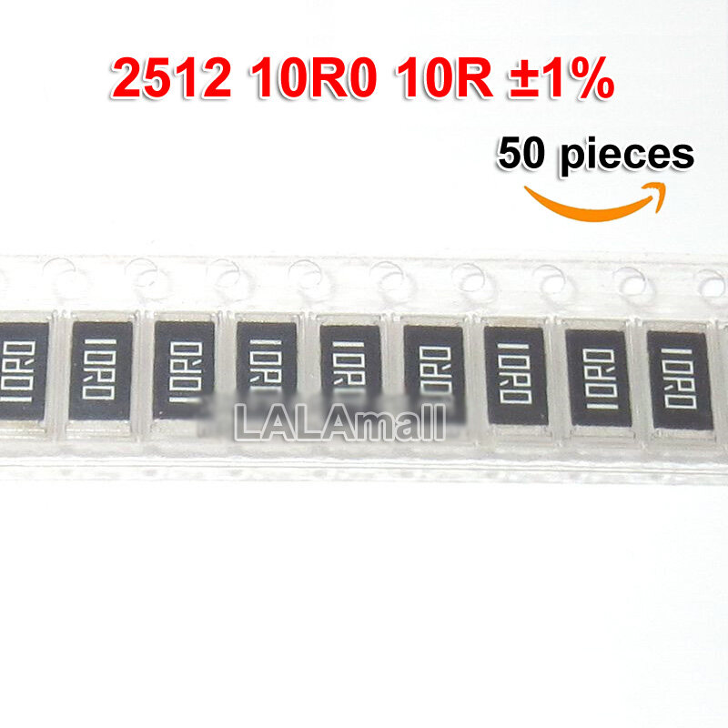 50pcs SMD Chip Resistor 2512 100 10R0 5% 1% 1W 10ohm 10R Fixed ...