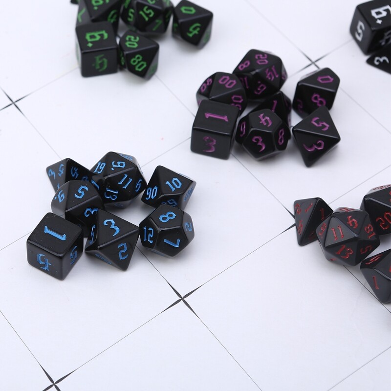 คาดหน้าร้าน Rove-Shop】7ชิ้นเรซิน Polyhedral Dices ตัวเลขสำหรับ DND RPG ...