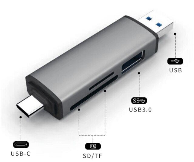 USB-C ไปยังเครื่องอ่านการ์ด USB3.1 Gen2 Type B C อะแดปเตอร์รองรับ Cf ...