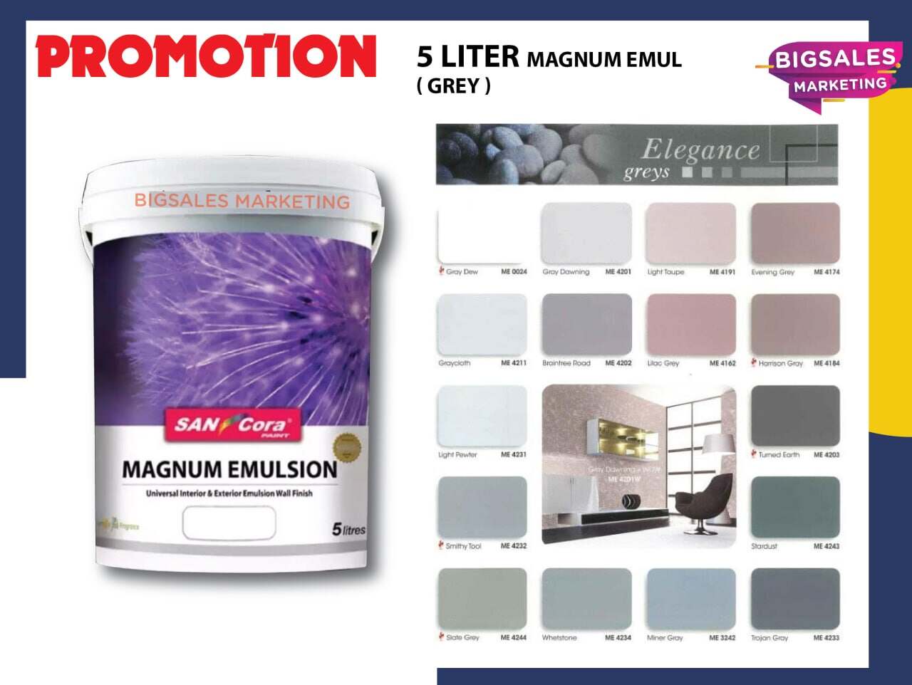 5 Litre SANCORA Magnum Emulsion Exterior Or Interior Paints 5 Liter ...