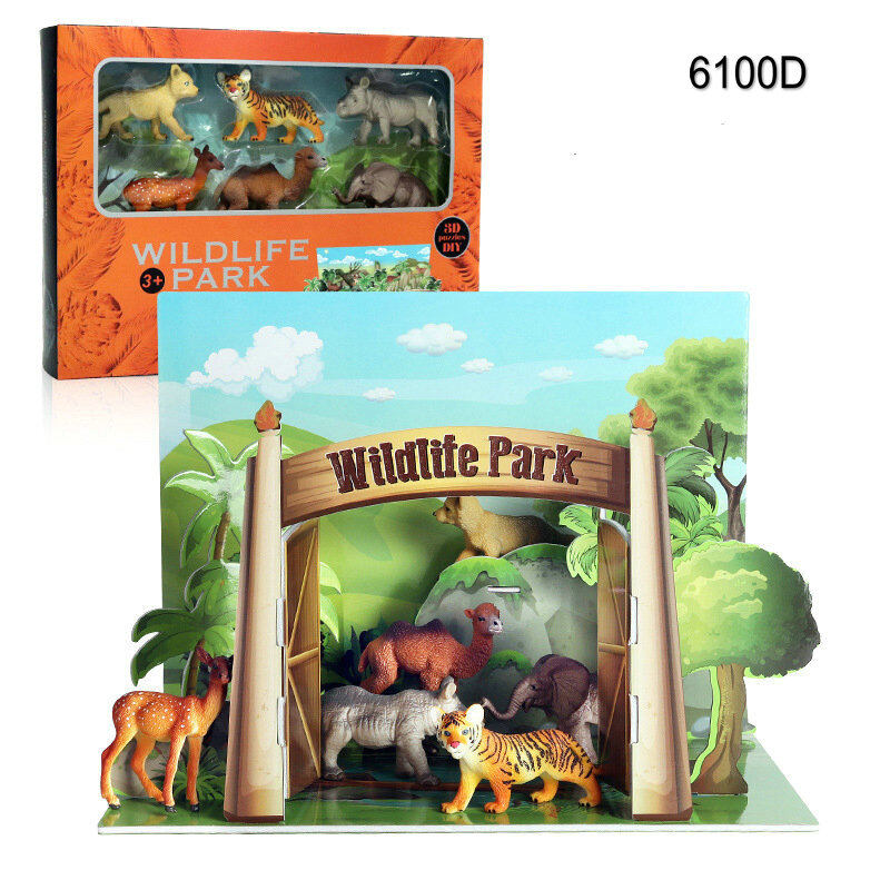 DIY 3D Animal Scene Puzzle Toys TPR Soft Plastic Tiger Lion Elephant ...