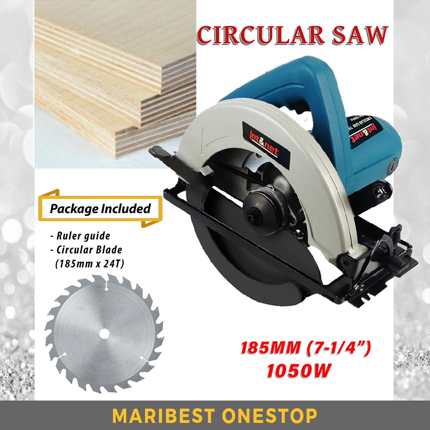 TNT-5808 INT&NET 185MM 1050W CIRCULAR SAW 7 1/4" WOOD CUTTER CUTTING ...