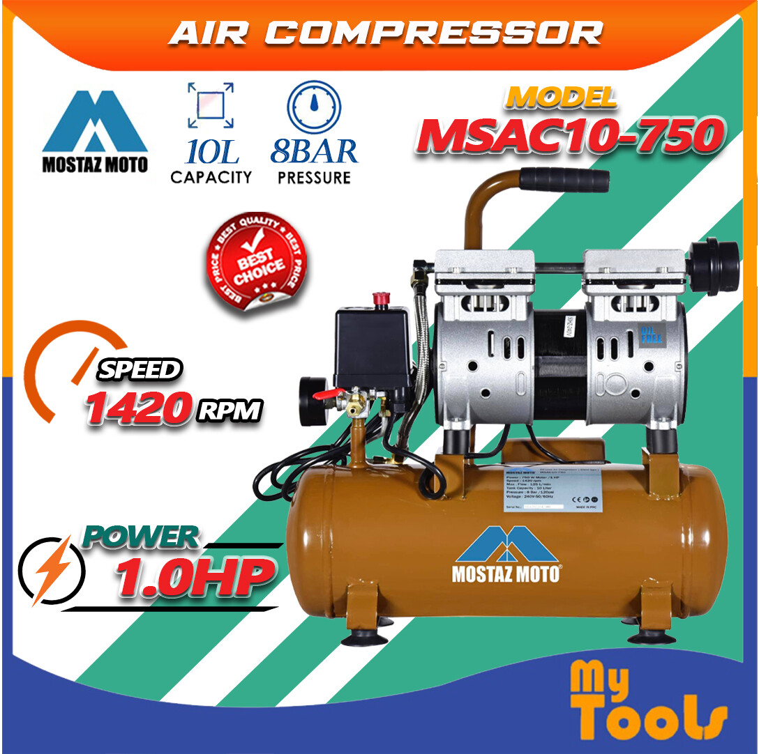 Mytools MOSTAZ MOTO 1.0HP Air Compressor MSAC10-750 1420RPM Heavy Duty ...