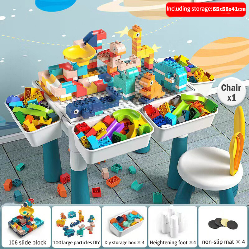 Multifunctional Children's Building Block Table Set Bricks Table with ...