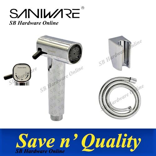SANIWARE ABS BIDET SPRAY ADJUSTABLE WITH HOLDER & 1.2 FLEXIBLE HOSE ...