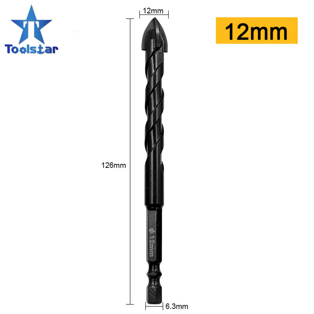 Toolstar Cross Tile Drill Bits Hex Carbide Triangle Stone Glass Ceramic Concrete Drill Bit Hole ...