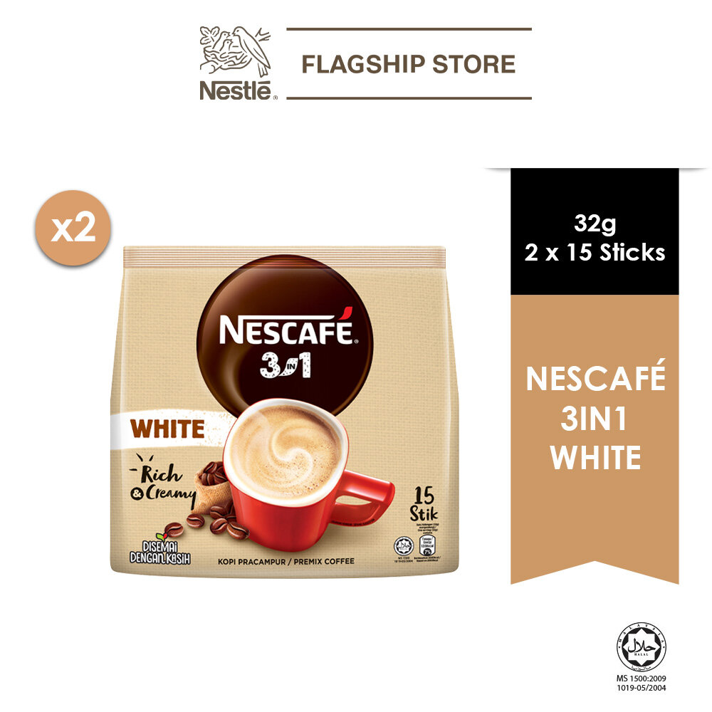 NESCAFE 3in1 White Coffee 15 Stickpack 32g Bundle of 2 [Exp Date: Sep ...