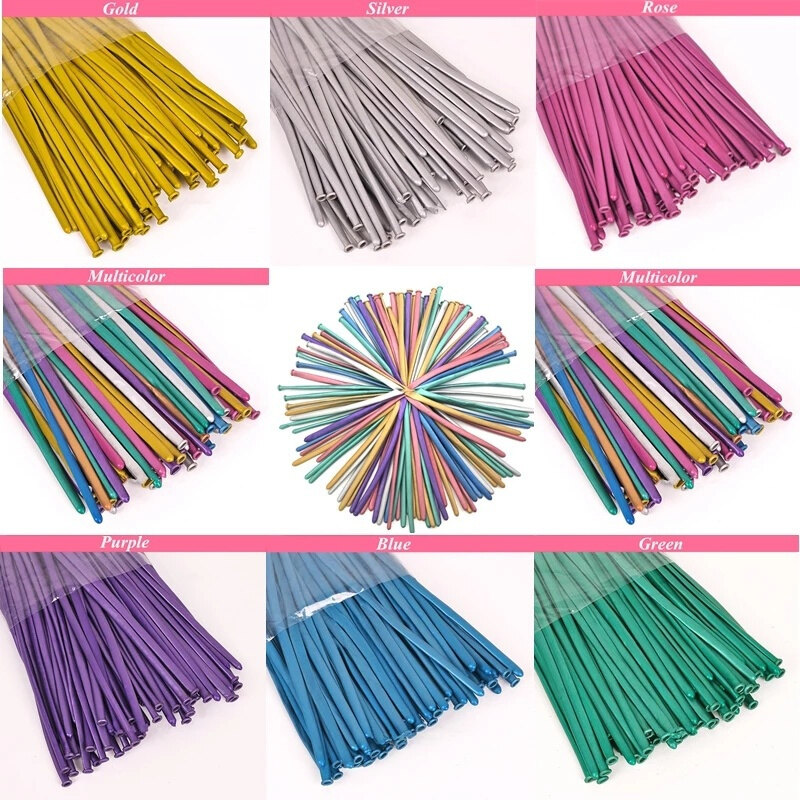 10pcs Metallic Long Balloons DIY Strip Long Shape Balloon Tying Twist ...