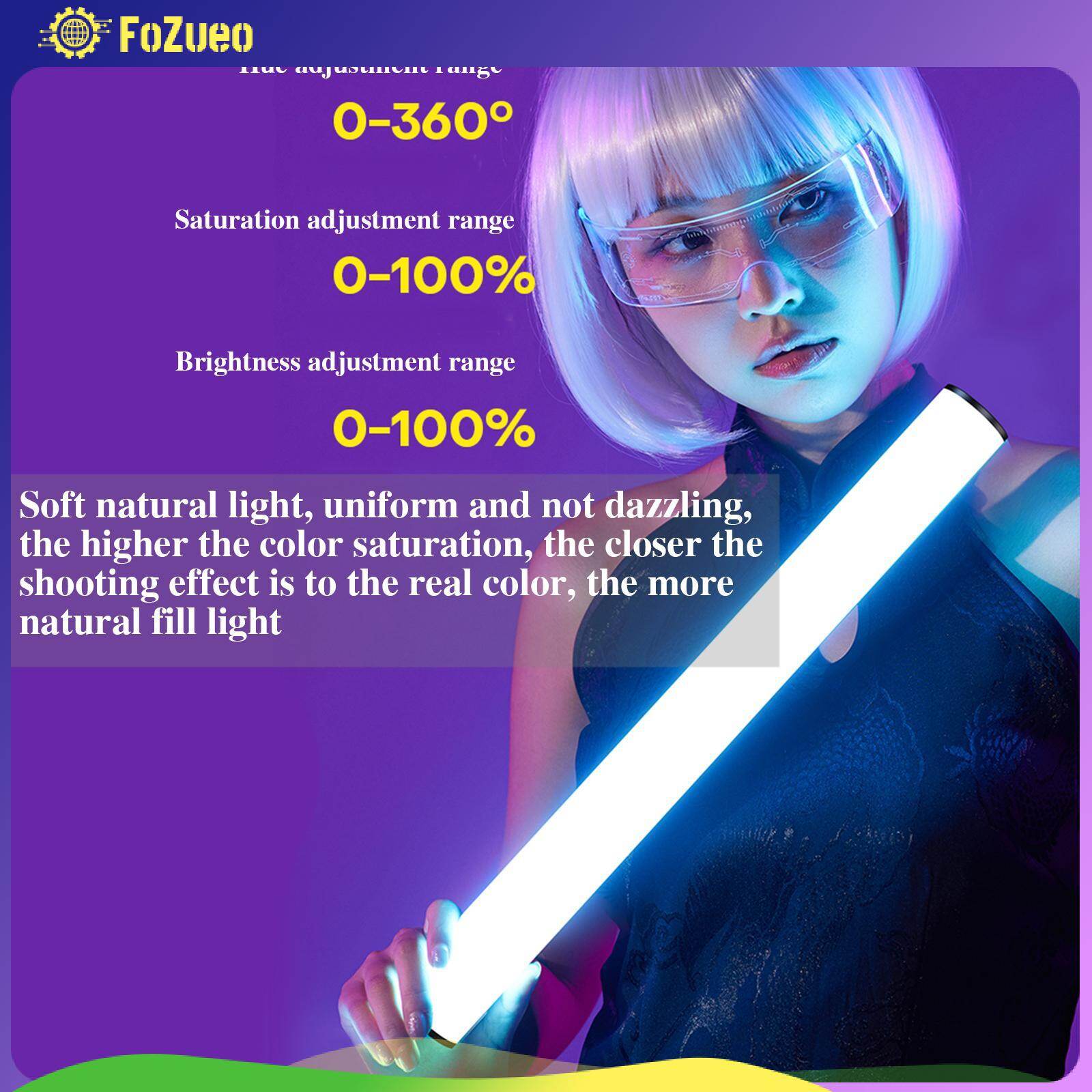 FoZueo Handheld Light Wand Phone Set up 3000K-9000K 4000mAh Tube Light ...