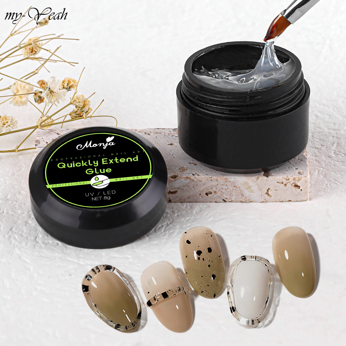 Myyeah 8g Nail Semi-solid Stuck Drill Gel Extend Rhinestone Soak Off Nails Model Construction ...