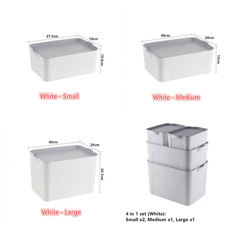【Woody】Portable Handle Storage Box With Cover 4 in 1 Simple ...