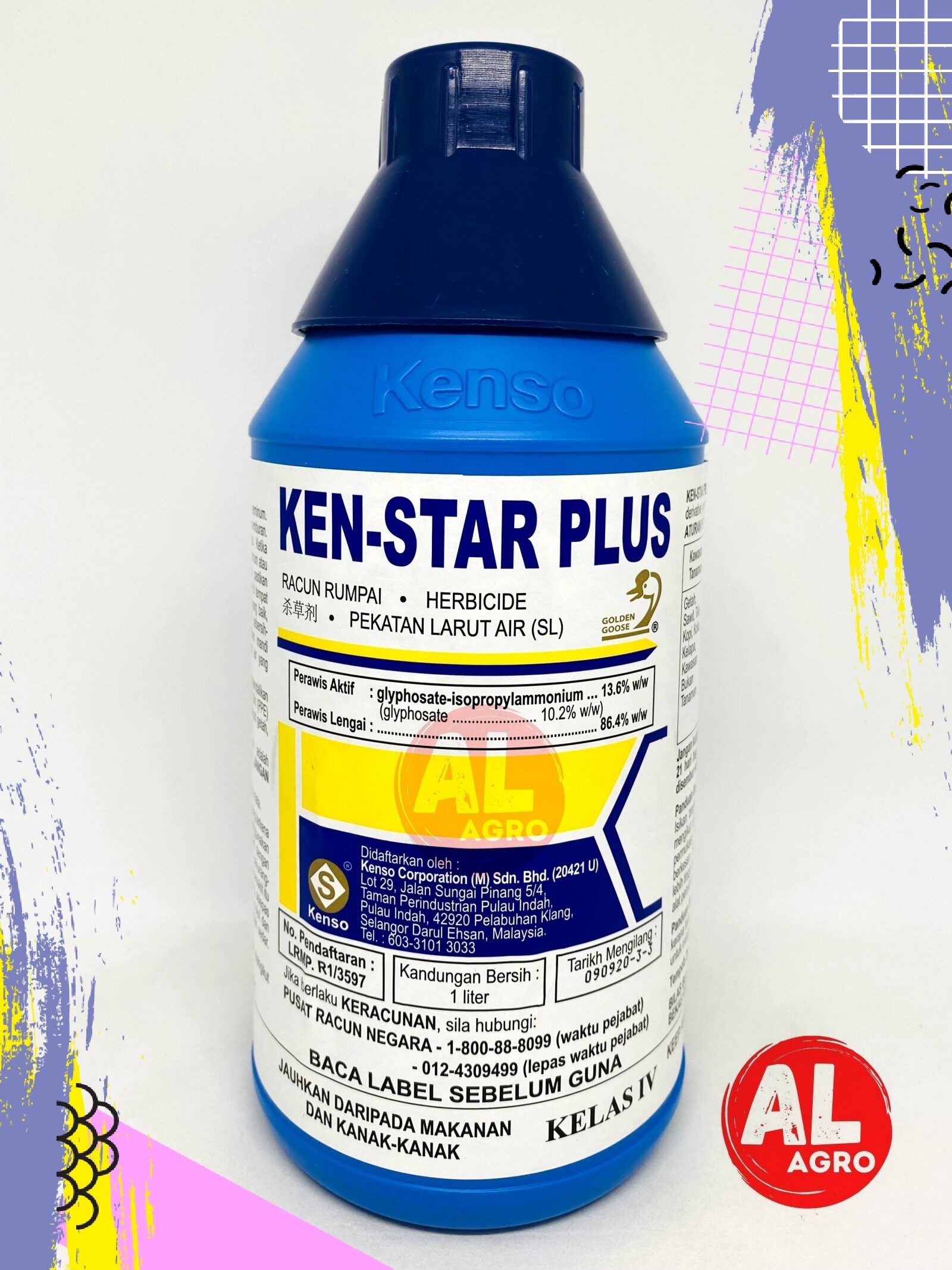 1L Kenso Ken-Star Plus Glyphosate 13.6% Racun Rumpai Racun Rumput ...