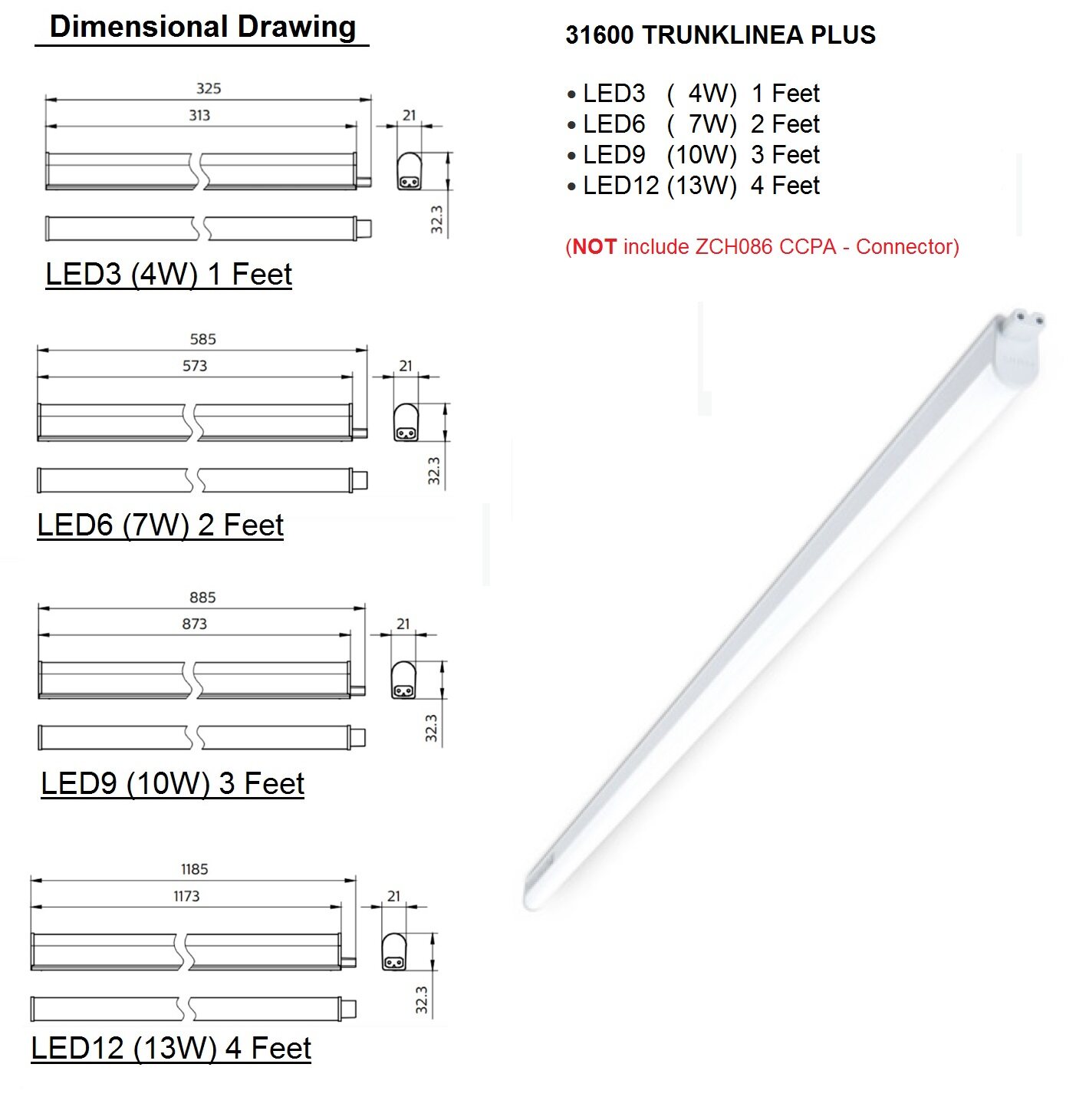 PHILIPS 31600 TRUNKLINEA PLUS LED T5 BATTEN - [ 1FT/2FT/3FT/4FT ] [ 4W/7W/10W/13W ] PHILIPS LED ...