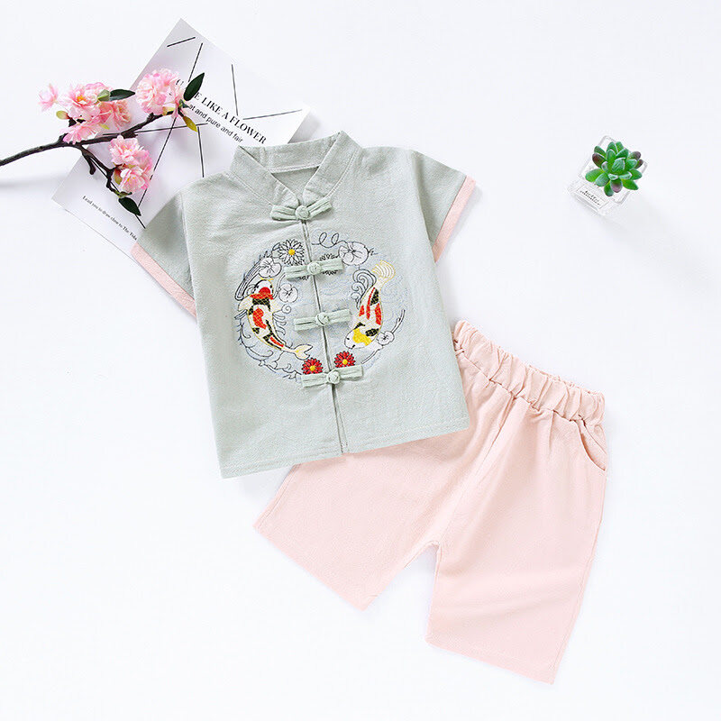 TOYSSAFARI 90-160cm Boys Traditional Fish Style CNY Chinese Costume ...