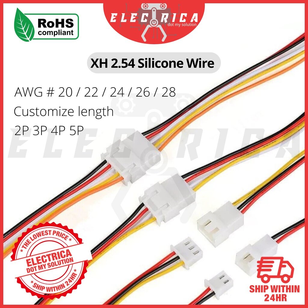 XH2.54 2P 3P 4P 5P AWG 20 / AWG 22 / AWG 24 / AWG 26 10CM 15CM Male Female Soft High Temp ...