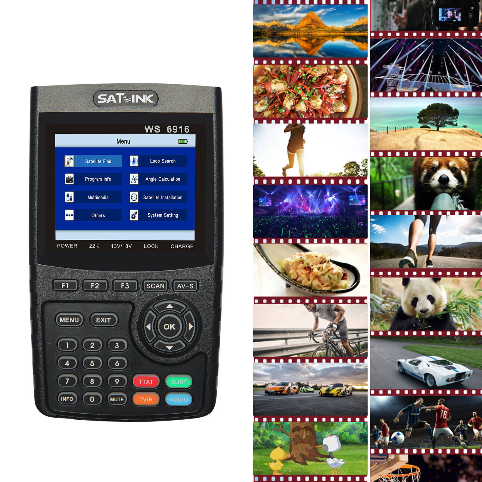 WS-6916ดิจิตอลเครื่องระบุตำแหน่งดาวเทียมเมตรดาวเทียมดิจิทัล HD เครื่อง ...