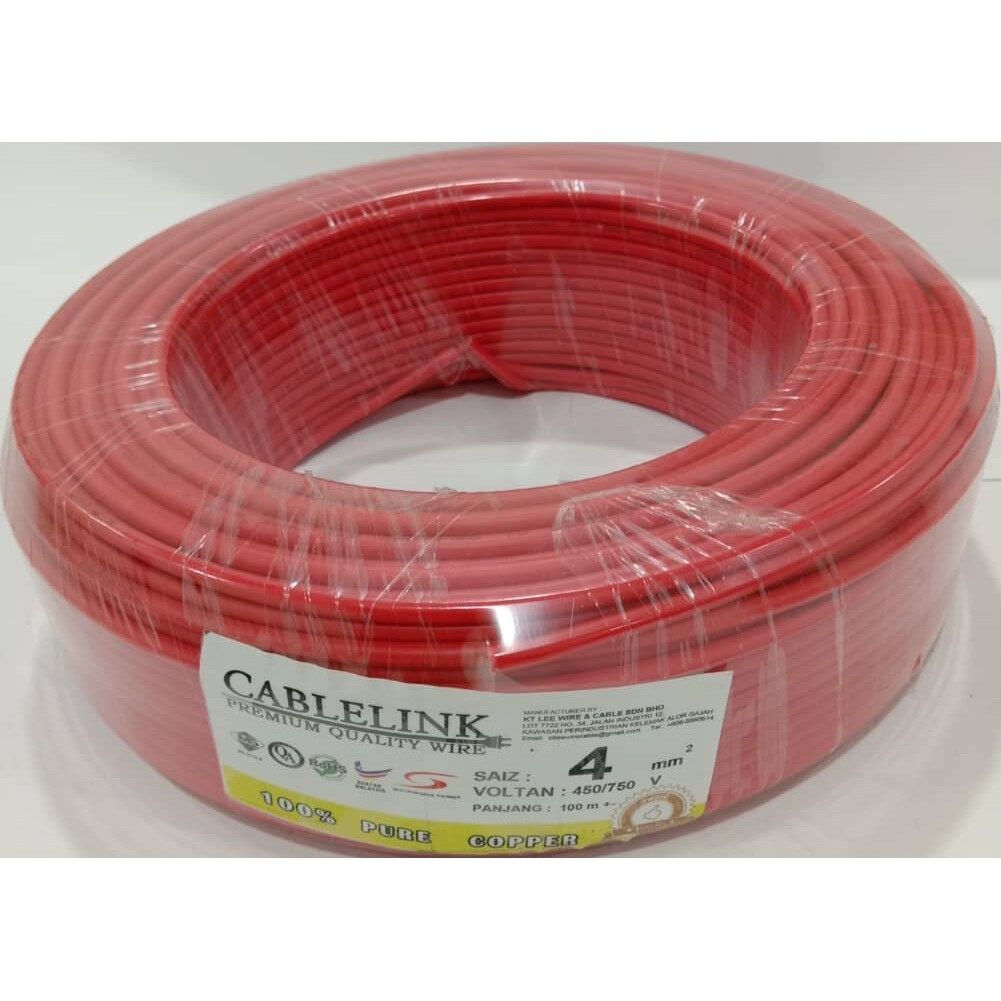 WIRE COPPER 1CORE SIRIM 4MM ( 100% PURE COPPER )CABLE LINK INSULATED ...