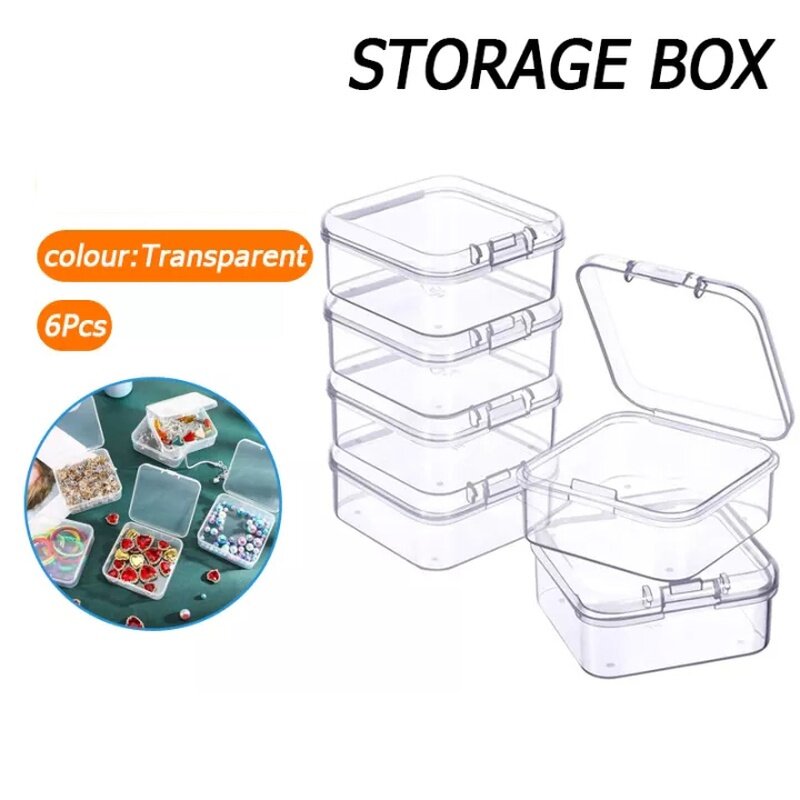 6 Pcs/ Set Square One-piece Clamshell Storage Box for Collecting Small ...